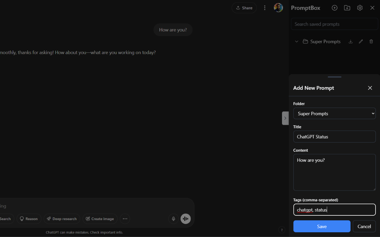 PromptBox - AI Prompt Management Extension